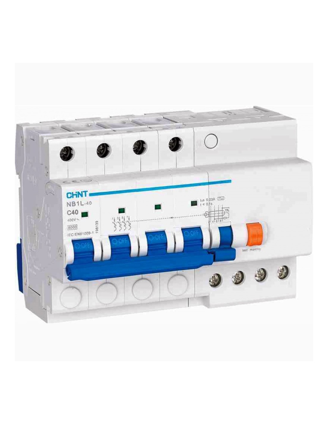 Disjoncteur DIFF NB1L-40H 4P C40 300mA AC 10kA CHINT